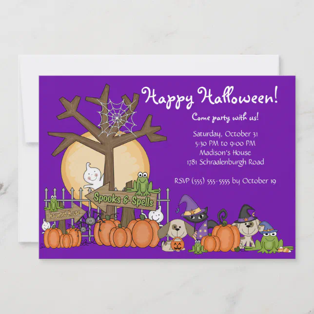 Cute Happy Halloween Party Invitation for Kids | Zazzle