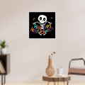 Cute Happy Halloween Skeleton Poster | Zazzle