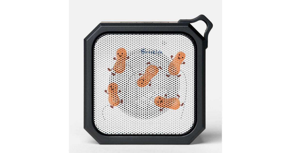 Cute happy jumping peanuts cartoon illustration bluetooth speaker | Zazzle