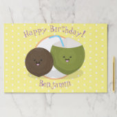 Cute happy kawaii coconuts cartoon illustration paper pad | Zazzle