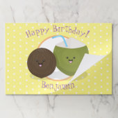 Cute happy kawaii coconuts cartoon illustration paper pad | Zazzle