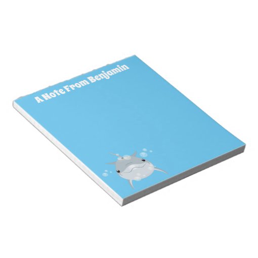 Cute happy kawaii dolphin cartoon illustration notepad | Zazzle