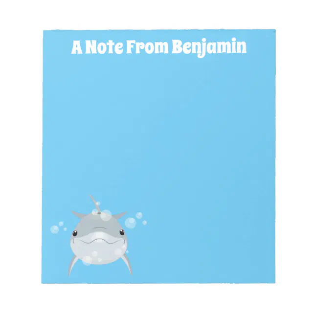 Cute happy kawaii dolphin cartoon illustration notepad | Zazzle