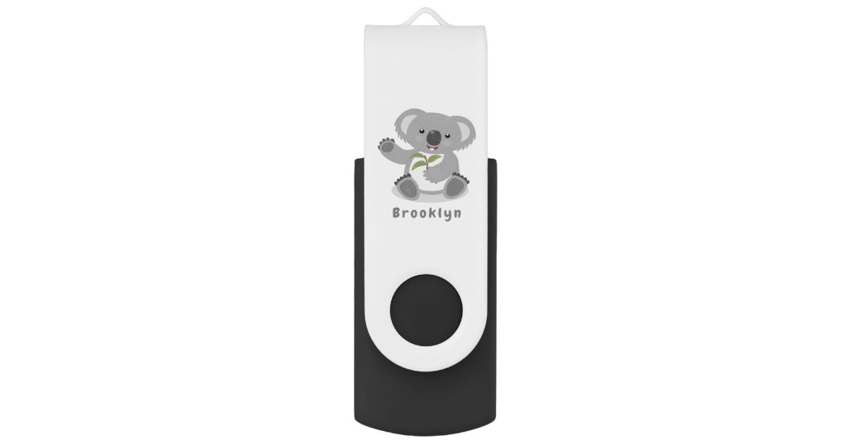 Cute happy koala waving cartoon illustration flash drive | Zazzle