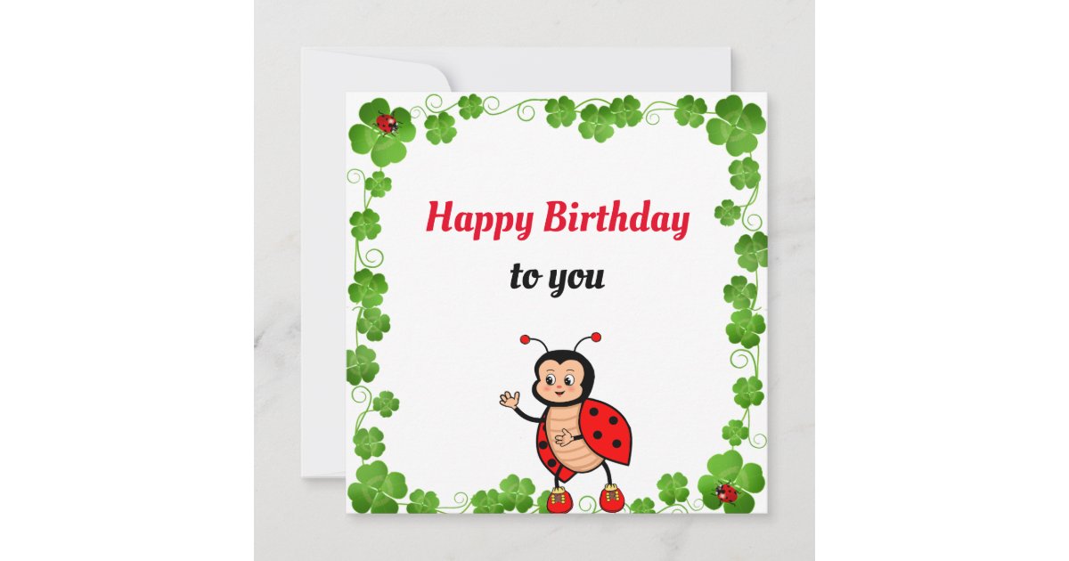 Cute Happy Ladybug Birthday Flat Card | Zazzle