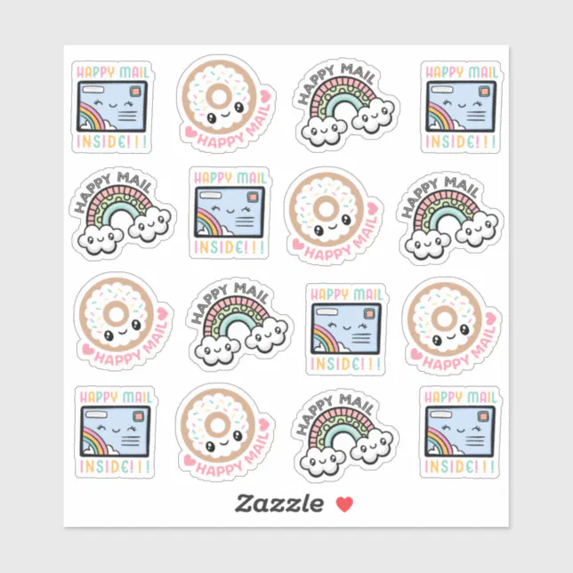 Cute Happy Mail Sticker | Zazzle