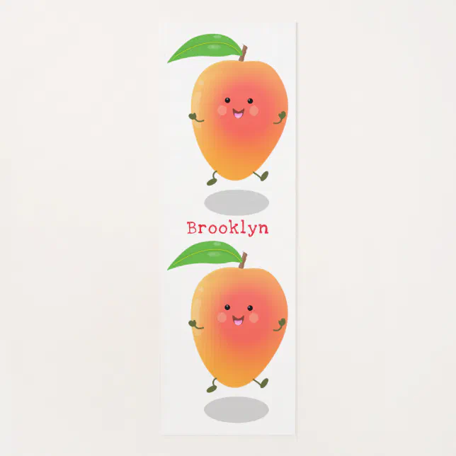 Cute happy mango cartoon illustration yoga mat | Zazzle