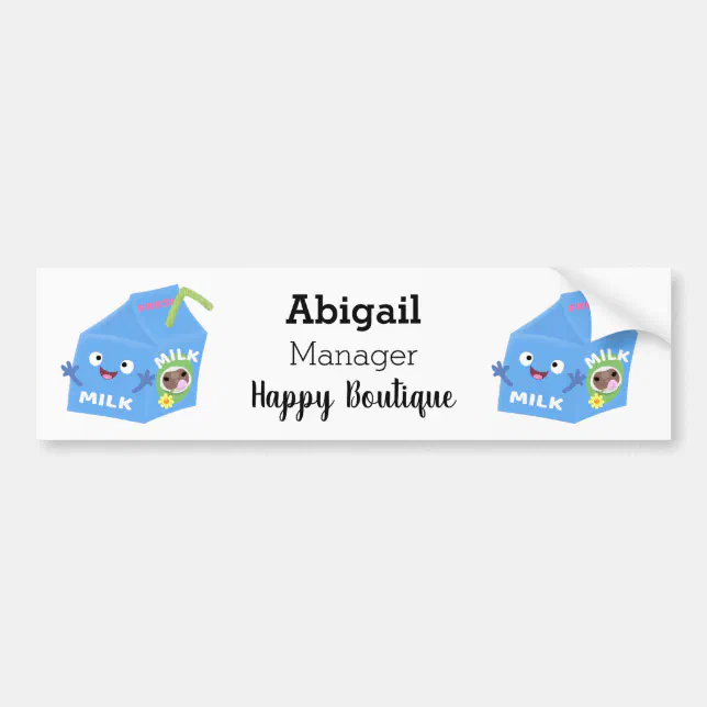 Cute happy milk carton character cartoon bumper sticker | Zazzle