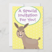 Cute happy mini donkey cartoon illustration invitation | Zazzle
