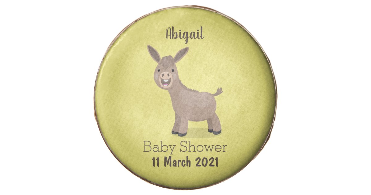Cute happy miniature donkey cartoon illustration chocolate covered oreo ...