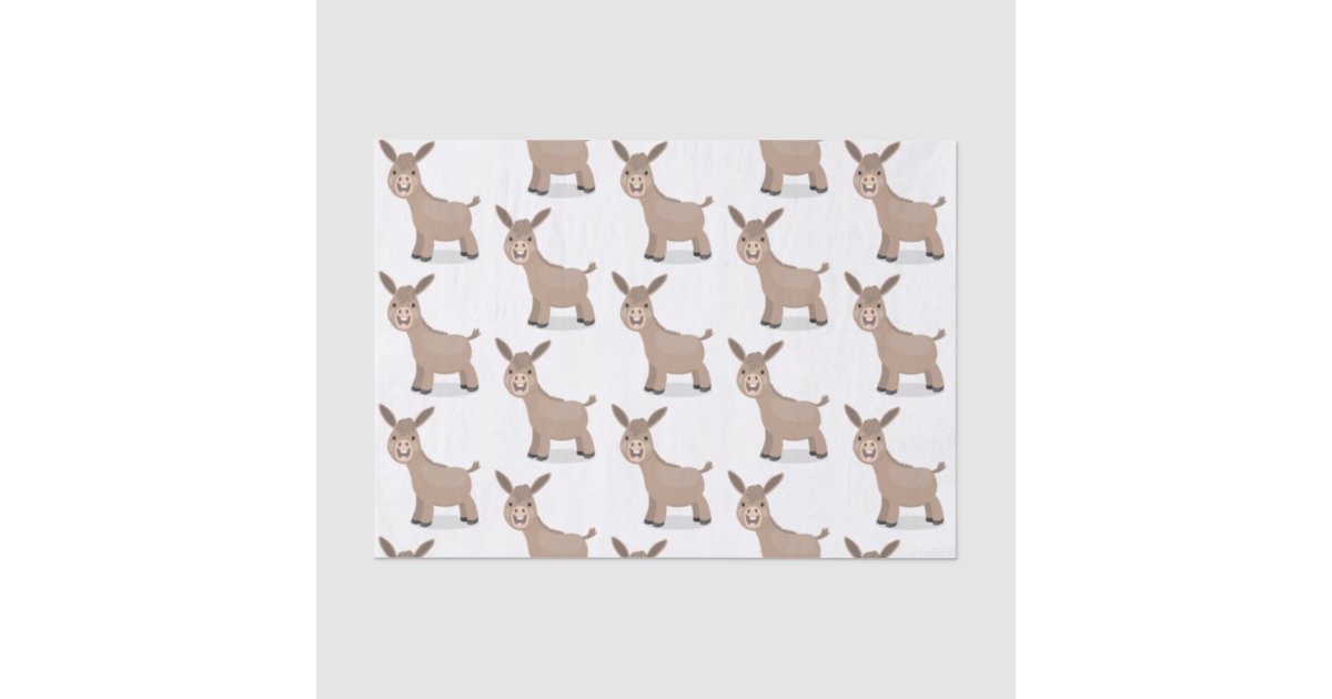 Cute happy miniature donkey cartoon illustration tissue paper | Zazzle