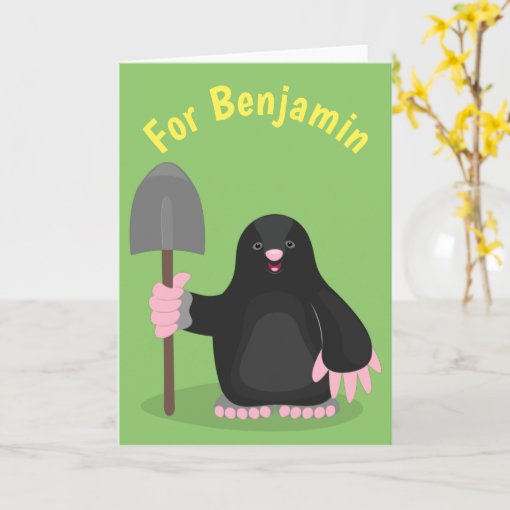 Cute happy mole cartoon illustration card | Zazzle