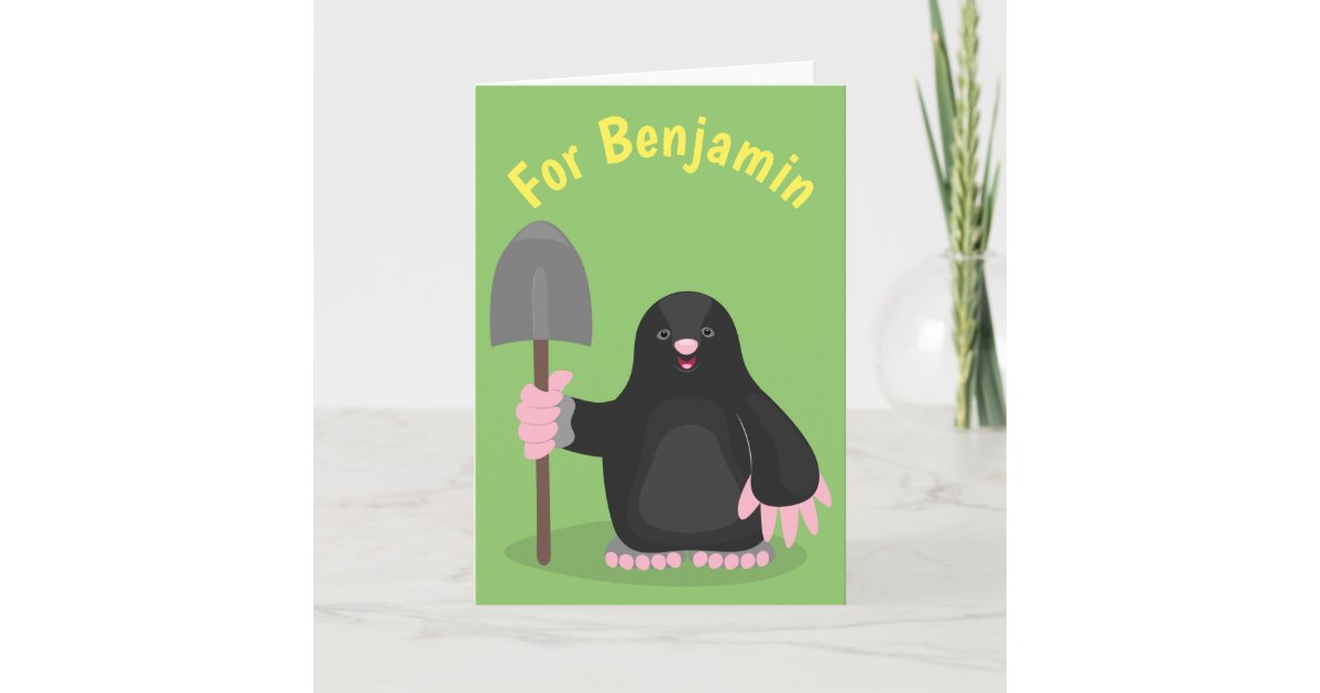 Cute happy mole cartoon illustration card | Zazzle