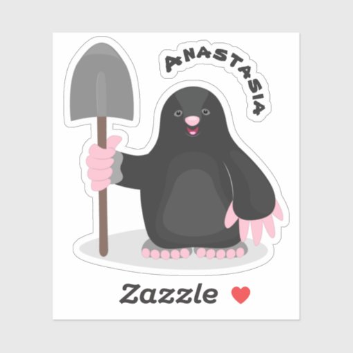 Cute happy mole cartoon illustration sticker | Zazzle