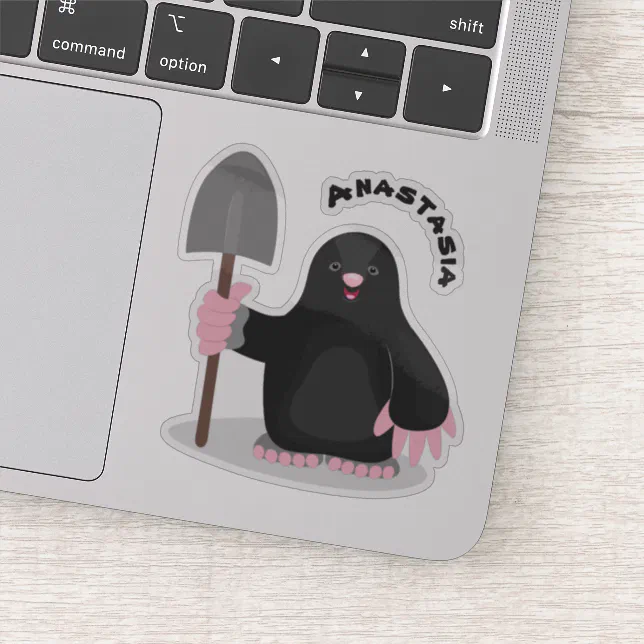 Cute happy mole cartoon illustration sticker | Zazzle