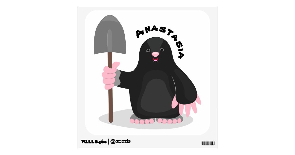 Cute happy mole cartoon illustration wall decal | Zazzle