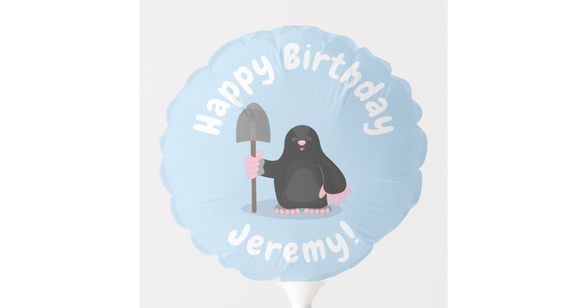 Cute happy mole personalized cartoon birthday balloon | Zazzle