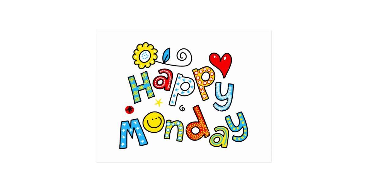 Cute Happy Monday Week Greeting Text Expression Postcard | Zazzle.com
