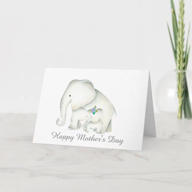 Cute Happy Mother's Day elephant card | Zazzle