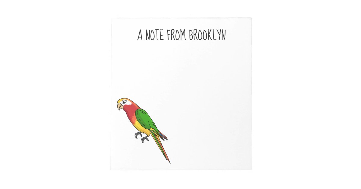 Cute happy parrot cartoon illustration notepad | Zazzle