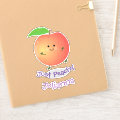 Cute happy peach just peachy cartoon illustration sticker | Zazzle