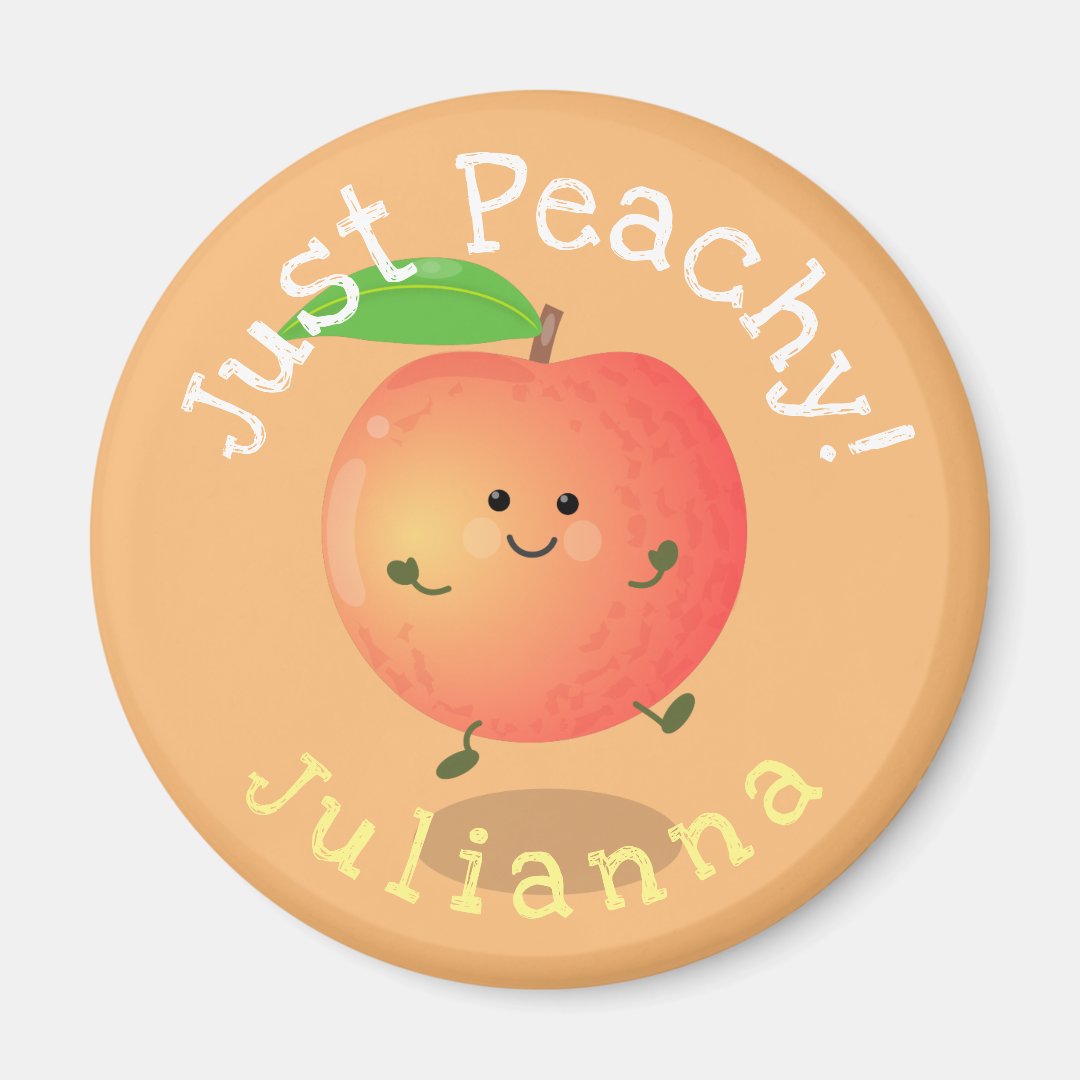Cute happy peach summer cartoon illustration magnet | Zazzle