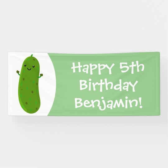Cute happy pickle cartoon illustration banner | Zazzle.com