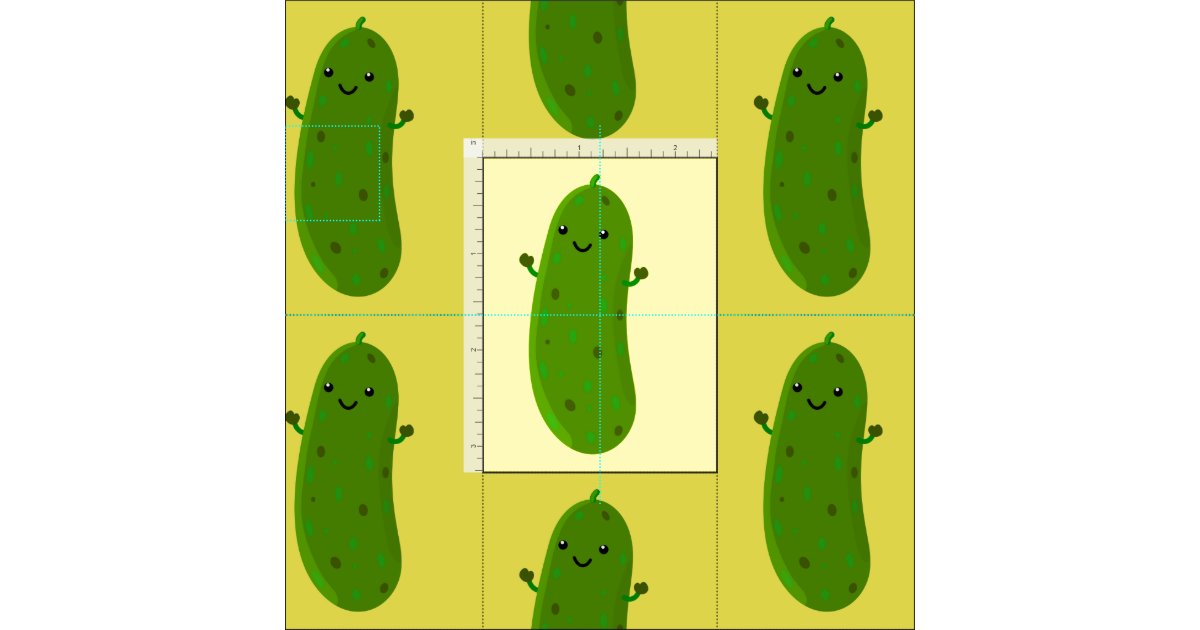 Cute happy pickle cartoon illustration fabric | Zazzle