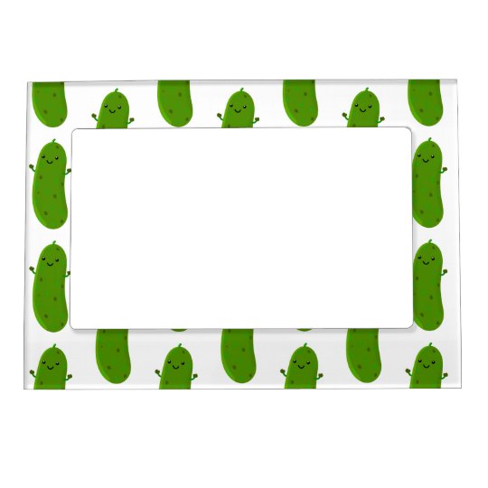 Cute happy pickle cartoon illustration magnetic frame | Zazzle.com
