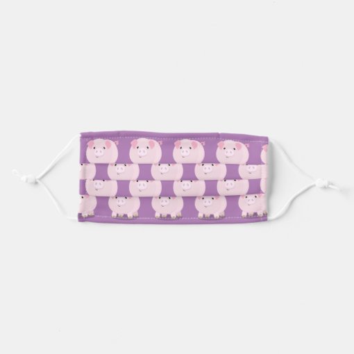 Cute happy pig pattern cartoon illustration adult cloth face mask | Zazzle