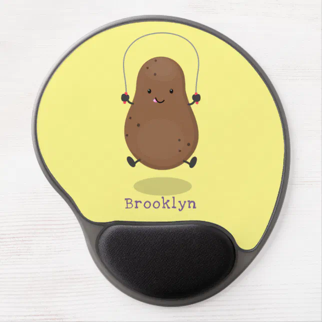 Cute happy potato jumping rope cartoon gel mouse pad | Zazzle