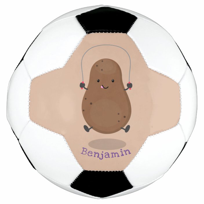 Cute happy potato jumping rope cartoon soccer ball | Zazzle.com