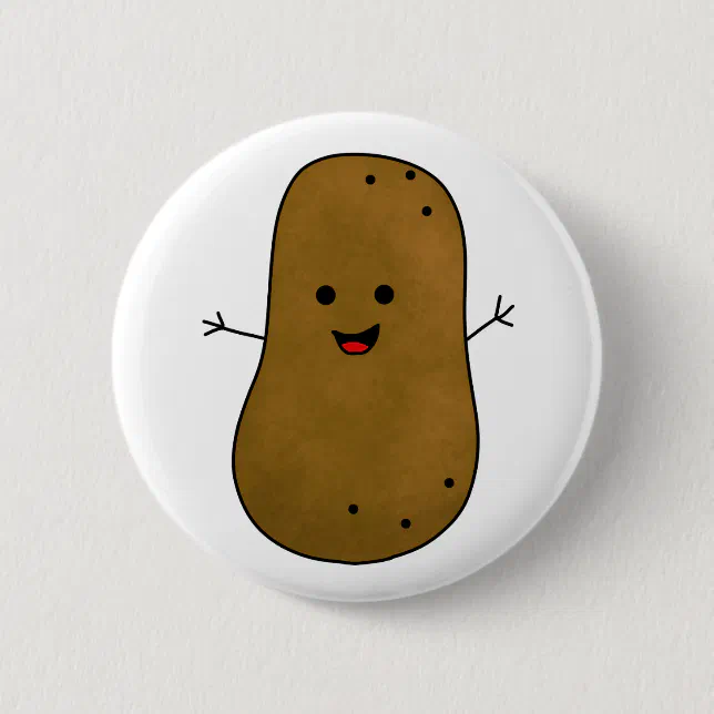 Cute Happy Potato Pinback Button | Zazzle