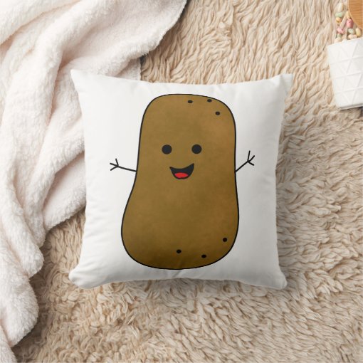 Cute Happy Potato Throw Pillow | Zazzle