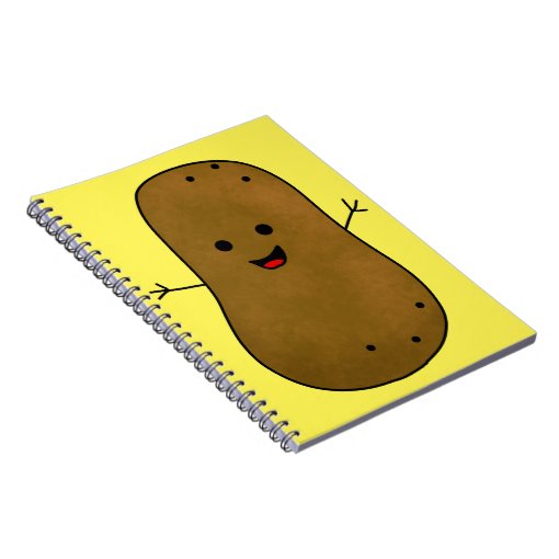 Cute Happy Potato, Yellow Background Notebook | Zazzle