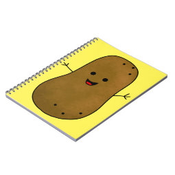 Cute Happy Potato, Yellow Background Notebook | Zazzle
