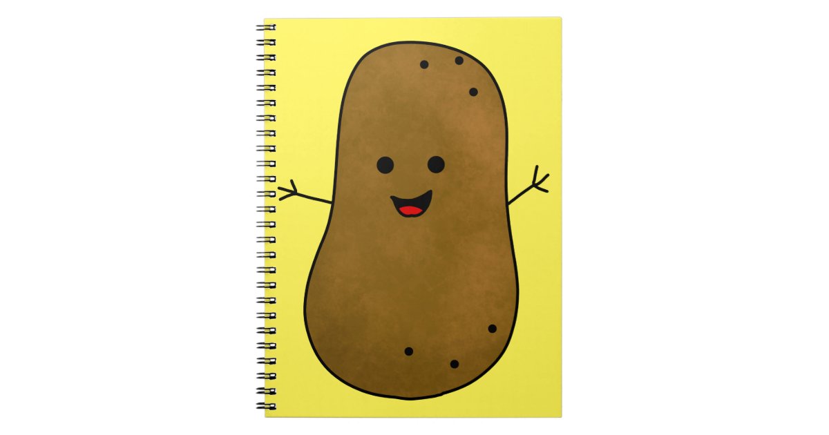 Cute Happy Potato, Yellow Background Notebook | Zazzle