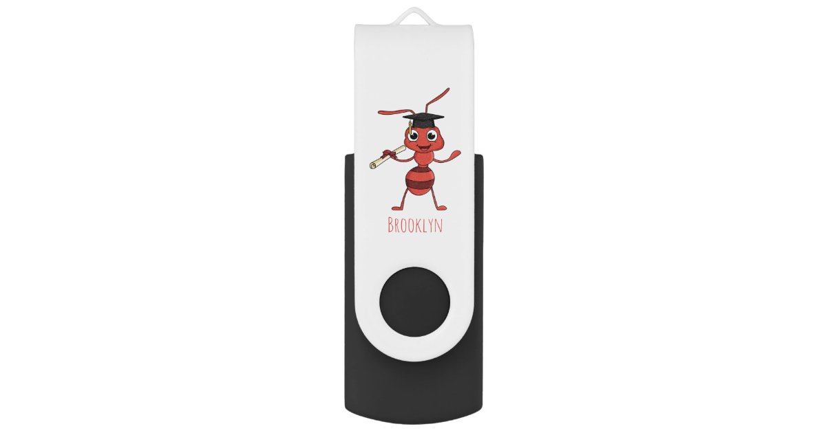 Cute happy red ant cartoon flash drive | Zazzle