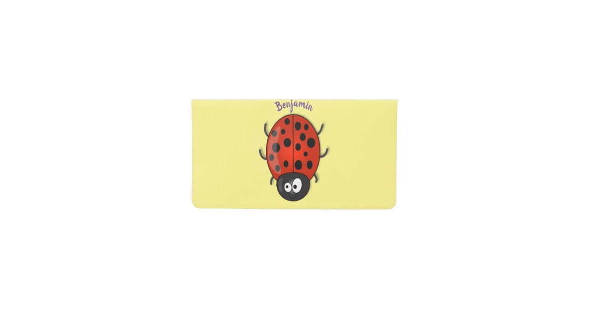 Cute happy red ladybug cartoon illustration checkbook cover | Zazzle
