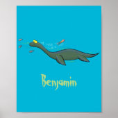 Cute, happy sea monster plesiosaur cartoon poster | Zazzle
