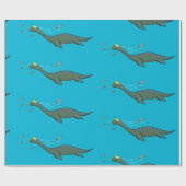 Cute, happy sea monster plesiosaur cartoon wrapping paper | Zazzle