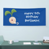 Cute happy seed sprout cartoon illustration banner | Zazzle