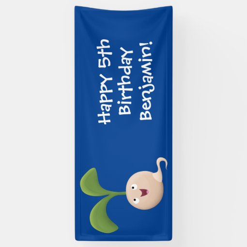Cute happy seed sprout cartoon illustration banner | Zazzle