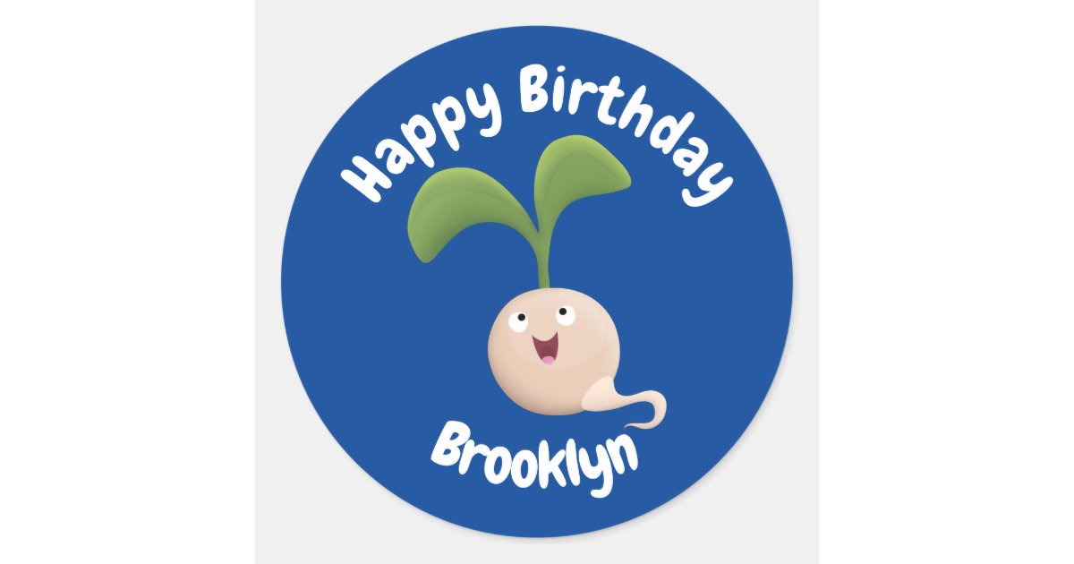 Cute happy seed sprout cartoon illustration classi classic round ...