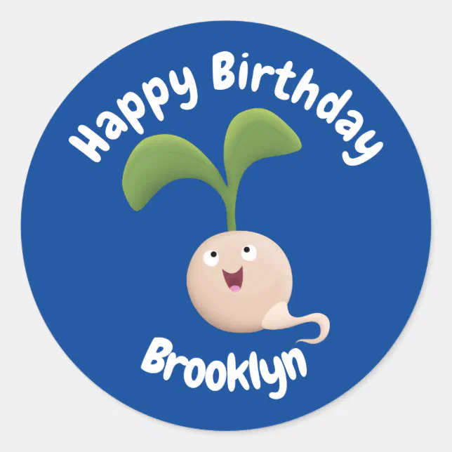 Cute happy seed sprout cartoon illustration classi classic round ...