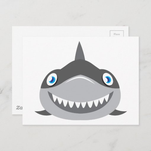 cute happy shark face postcard | Zazzle