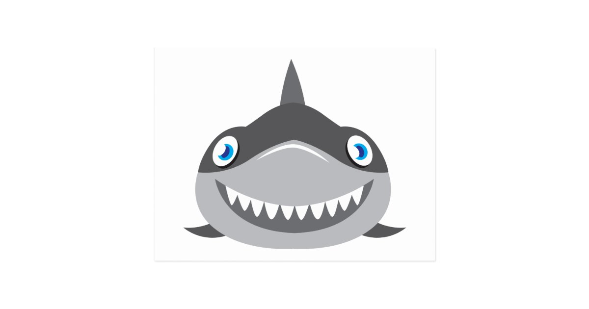 cute happy shark face postcard | Zazzle.com