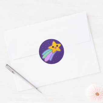 Cute Happy Shooting Star Classic Round Sticker | Zazzle