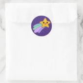 Cute Happy Shooting Star Classic Round Sticker | Zazzle