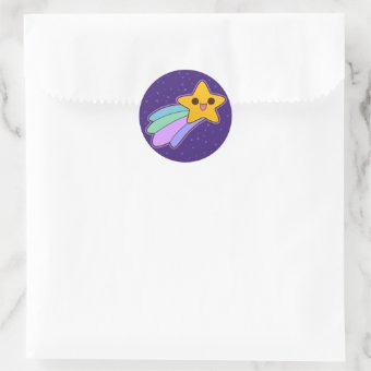 Cute Happy Shooting Star Classic Round Sticker | Zazzle